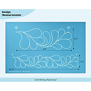 Full Line Stencil- Feather Border Stencil - Continuous Line Template for Free Motion Quilting, Domestic Machine Quilting, Hand Quilting, Long-Arm Quilting (60034)