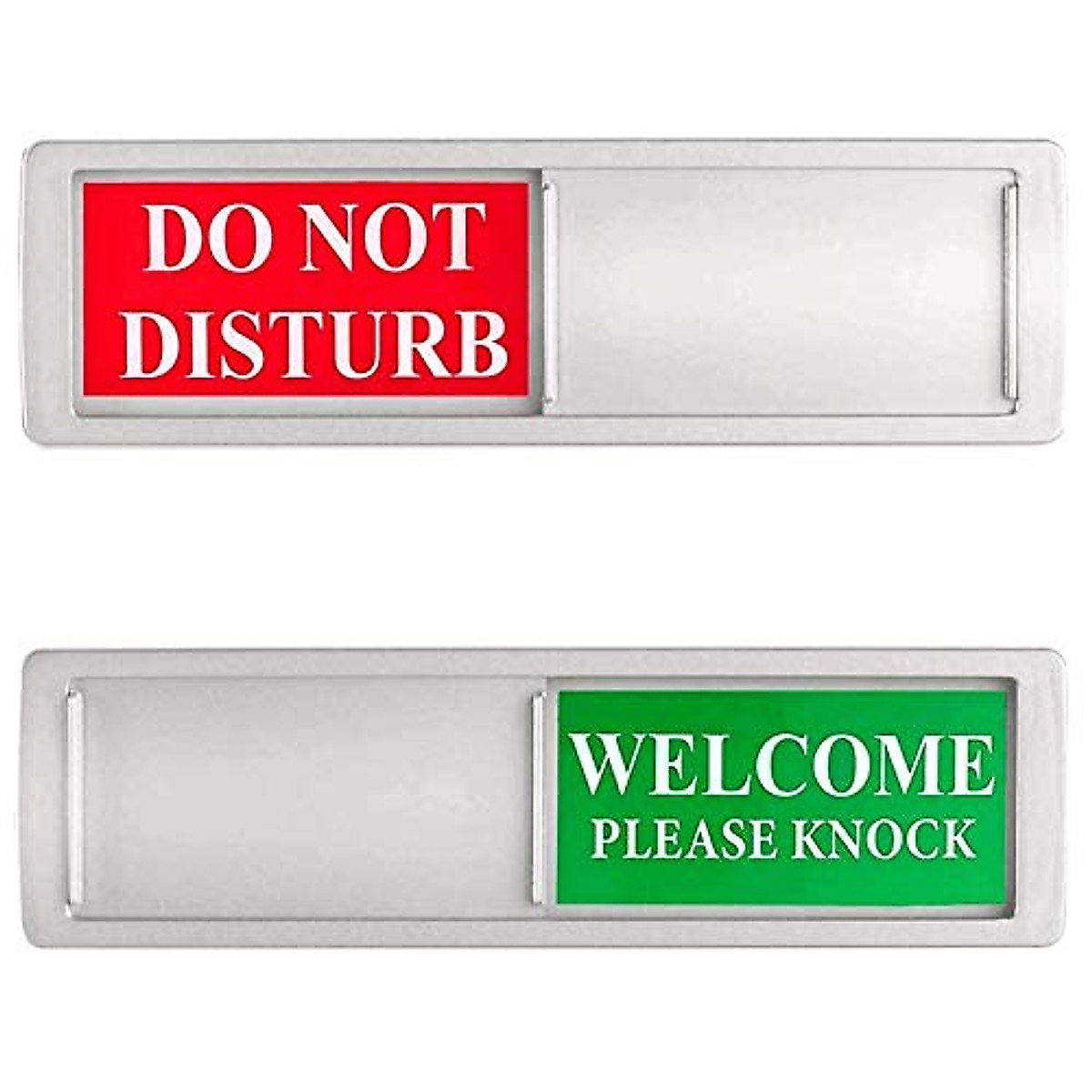 Privacy Sign - Do Not Disturb / Welcome Sign for Home Office Restroom Conference Hotel Hospital, Non-Scratch Magnetic Slider Door Indicator Sign Tells Whether Room Vacant or Occupied (Silver)