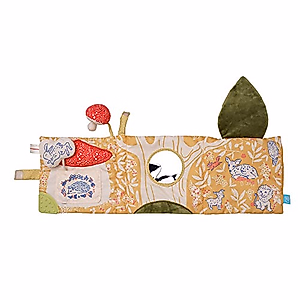 Manhattan Toy Deer One Soft Activity Crinkle Book & Fold Out Pat Mat for Baby , Toddler with Squeaker, Discovery Mirror and Teether Large