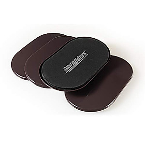 Super Sliders 5 3/4" x 9 1/2" Oval Reusable Furniture Sliders for Carpet - Effortless Moving and Surface Protection, Brown (4 Pack)