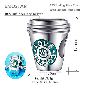 2024 Coffee Cup Charms fits Pandora Charm Bracelet, 925 Sterling Silver I Love My Coffee Mug Beads, Gift for My First Mothers Day/Birthday/Valentines Day/Christmas