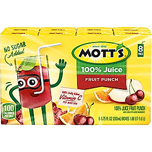 Mott's 100 Percent Fruit Punch Juice, 6.75 fl oz boxes, 32 Count (4 Packs of 8)