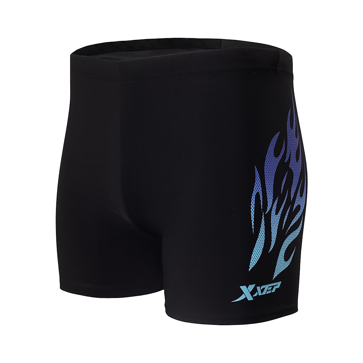 KANAV Men's Athletic Square Leg Swimsuit Jammers Durable Compression Swim Briefs Training Bathing Swimming Shorts Black/Blue