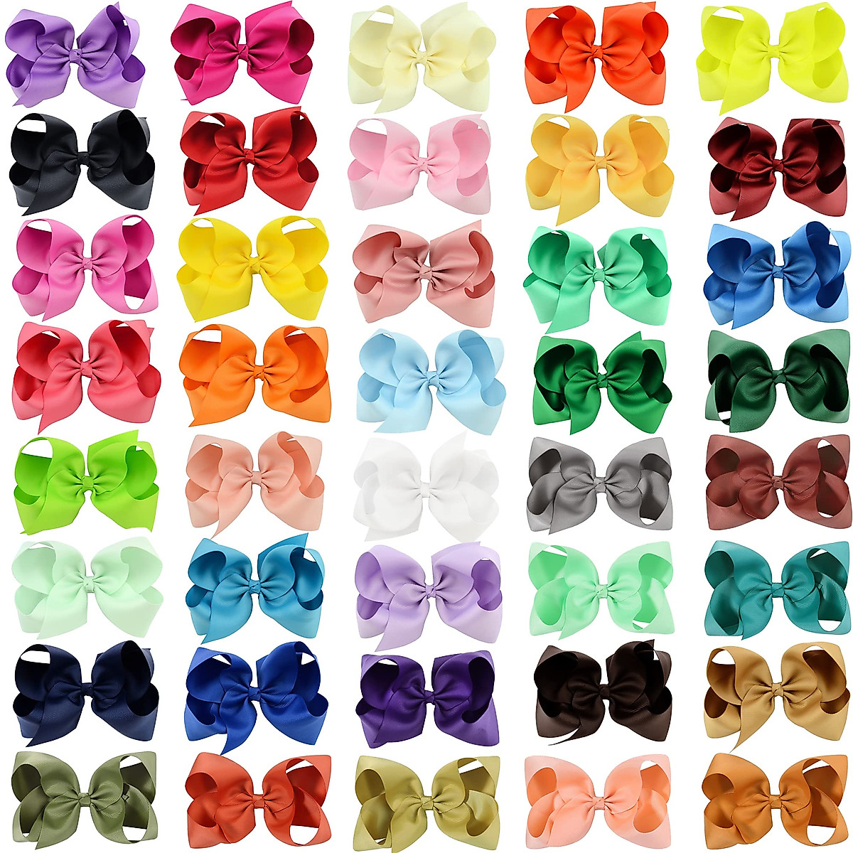 ALinmo 40 Colors 6Inch Hair Bows Clips Large Big Grosgrain Ribbon Hair Bows Alligator Clips Hair Accessories for Girls Toddler Kids Children Teens