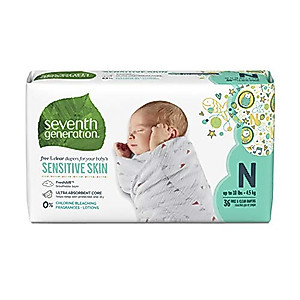 Seventh Generation Baby Diapers for Sensitive Skin, Animal Prints, Size 0 Newborn, 36 count