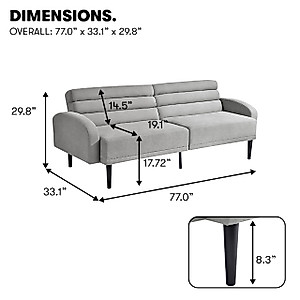 Serta Roswell Convertible Sofa Light Gray