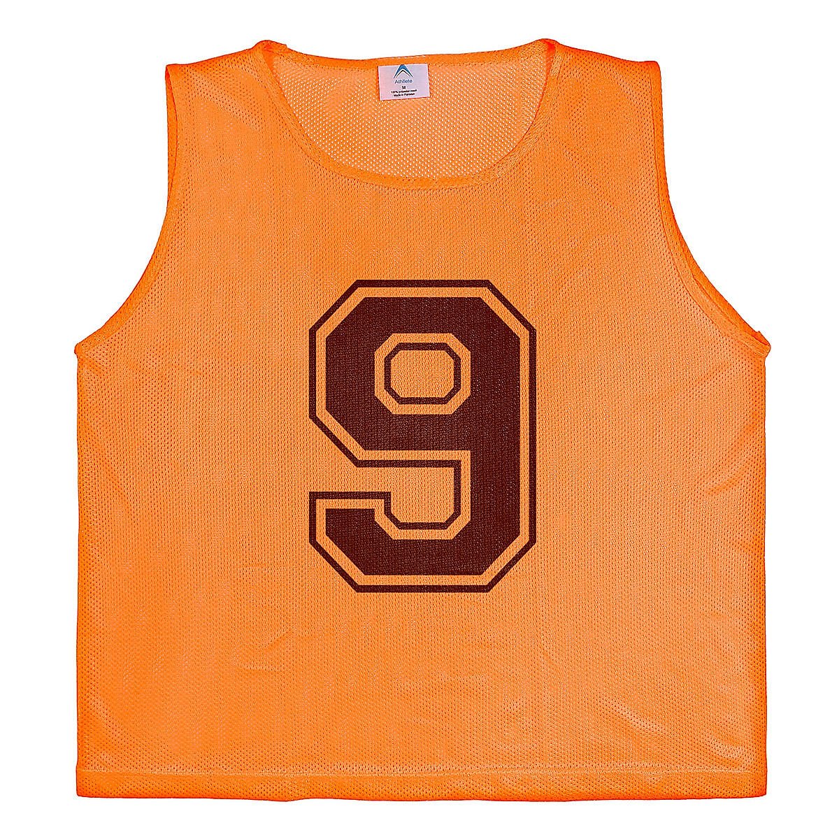 Athllete Duramesh Soccer Vest with Numbers (12 Vests) - Kids Youth and Adult Pinnies, Numbered Penny Jerseys for Soccer, Basketball, FootballL (Flame Orange Numbered, Large)