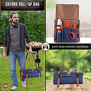 VirtuG Griddle Accessories Kit with Premium Roll-Up Bag for Blackstone and Camp Chef BBQ Accessories – Professional Spatula Accessories BBQ Grill Set – Stainless Steel Barbecue Tools for Camping