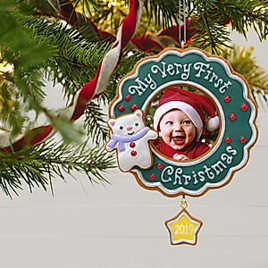 Hallmark Keepsake 1299QGO2347 Ornament 2019 Year Dated, My Very First Christmas Baby Photo Frame