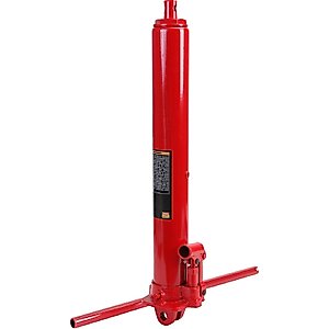 Big Red 3 Ton Hydraulic Long Ram Jack with Single Piston Pump and Clevis Base (Fits: Garage/Shop Cranes, Engine Hoists, and More) w/Handle, Red, A41417R