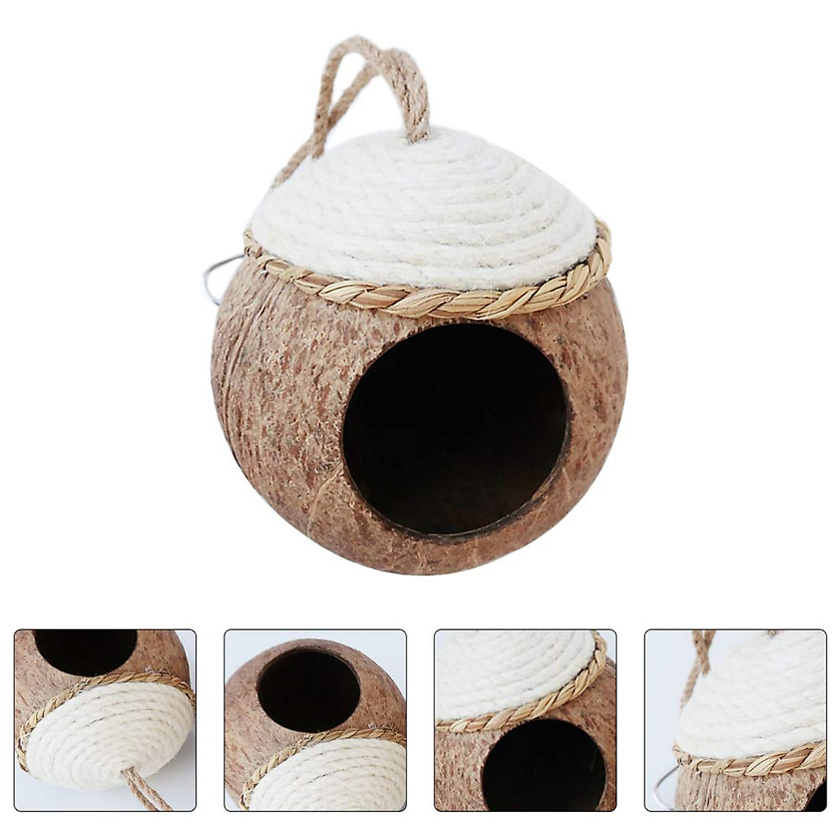 POPETPOP 1pc Coconut Bird Breeding Nest Small Pet Nest Bird House Mushroom Fish Tank Decor Parrot?House?? Small Pet Living House Coconut Shell Birds Nest Outdoor The Bird's Nest Cage Rope