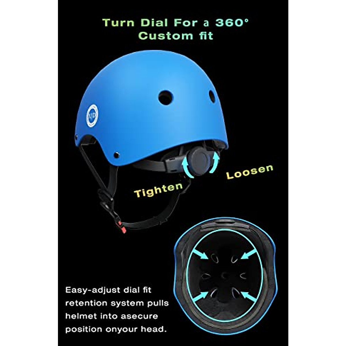 XJD Kids Bike Helmet,Multi-Sport Protective Gear Set for 3-5-8-14 Years Boys Girls with Knee and Elbow Pads Wrist Guards fit Roller Skates,Cycling,Skateboarding,Skating Scooter (Blue, Medium)