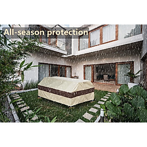 YANSHILEI Outdoor Picnic Table Cover Fits 6ft Rectangles Picnic Table Waterproof Protection, Waterproof Polyester Canvas Fitted Picnic Table Cover, Weatherproof Patio Table Covers (Khaki)