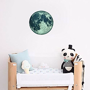 Kiddale Glow in The Dark Moon 30cm Glowing Luminous Wall or Ceiling Art Stickers Removable Adhesive Wall Decal for Kids Bedroom