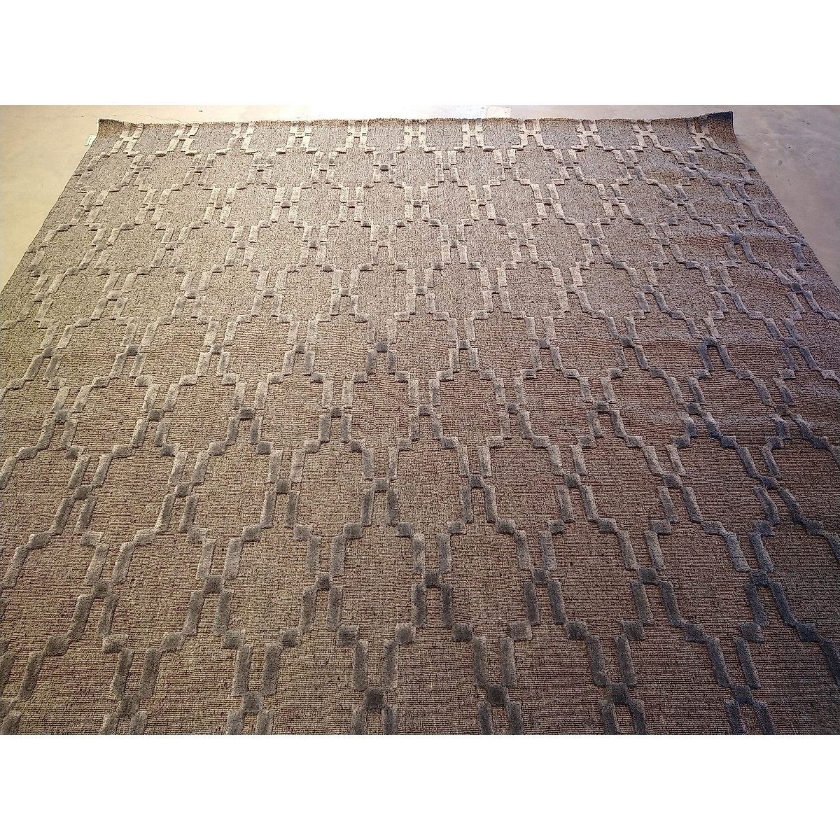 8' x 10' Gray Contemporary Rug Raised Wool and Silk Pile Handmade India #F-5659