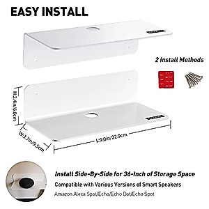 OAPRIRE Small Floating Wall Shelves Set of 4 - Easily Expand Wall Space - 9 Inch Acrylic Wall Shelf for Bedroom, Living Room, Bathroom, Office, Gaming Room with Cable Clips (4, White)