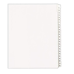 Avery 1-25 Legal Exhibit Dividers for 3 Ring Binders, 25-Tab Sets, Allstate Style, 20 Binder Divider Sets (01701)
