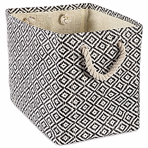 DII Woven Paper Storage Bin, Geo Diamond, Black, Small Rectangle