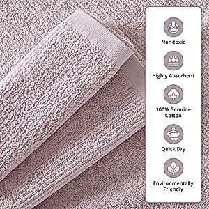 NY Loft 100% Cotton Quick Dry Towel Set | Textured Bathroom Towels | Highly Absorbent and Durable Towel Set | Greenwich Collection (6 Piece Towel Set, Lilac Snow)