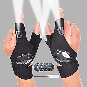 Mylivell LED Flashlight Glove Outdoor Fishing Gloves with Stretchy Strap Screwdriver for Repairing Cars Night Running Fishing Camping Hiking in Dark Place (Black-1pack)