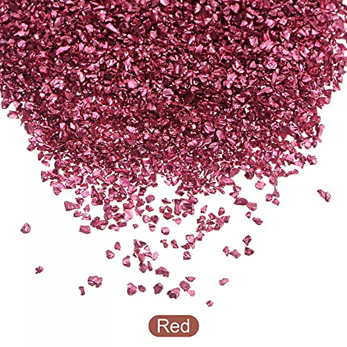 uxcell 20g Crushed Glass Chips, 1-3mm Irregular Metallic Glitter Glass for Craft DIY Jewelry Vase Filler Epoxy Resin Decoration Red