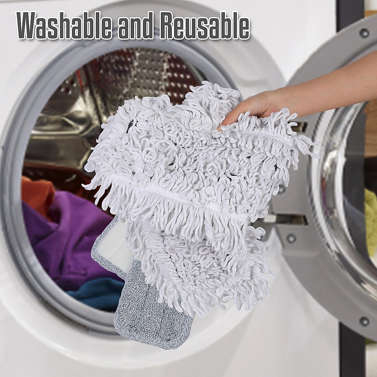 Nolopau 36 Inch Dust Mop for Floor Cleaning, Commercial Industrial Mop with Long Handle, Washable 1 Cotton Mop Pad and 2 Microfiber Mop Pads, Heavy Duty Wet and Dry Mop for Hardwood Tiles Laminate