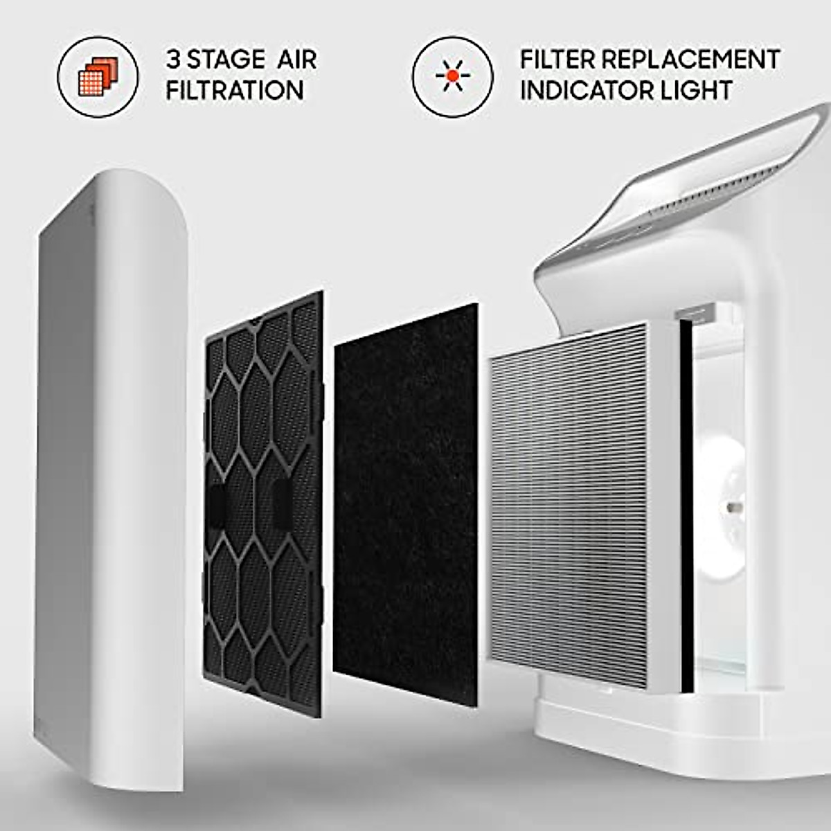 Sharper Image PURIFY 3 Air Cleaner with True HEPA Filtration, Night Light, for Home, Office, Bedroom