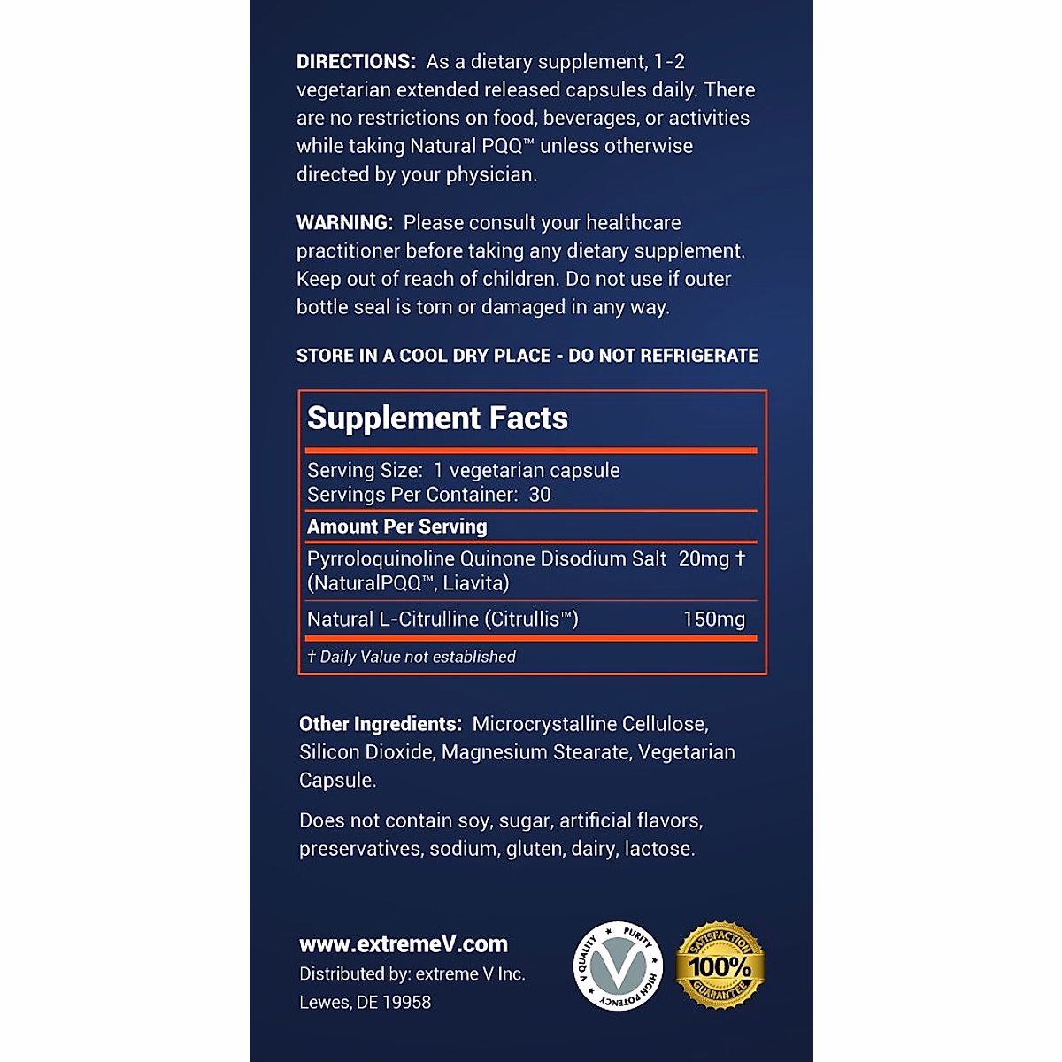 NaturalPQQ - Mitochondrial Energy Nitric Oxide Booster - Citrullis for Extended Energy. 20mg (Pyrroloquinoline Quinone)