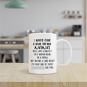 kunlisa Best Nana Mug Cup,I Would Fight a Bear for You Nana Ceramic Mug-11oz Coffee Milk Tea Mug Cup,Grandmother Grandma Nana Birthday Mother's Day Gifts From Grandson Granddaughter Grandkids