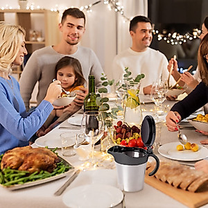 Stainless Steel thermal Gravy Boat, 16 Oz Double Insulated Gravy Sauce Jug with Hinged Lid for Family Dinner, Thanksgiving, Halloween, Christmas