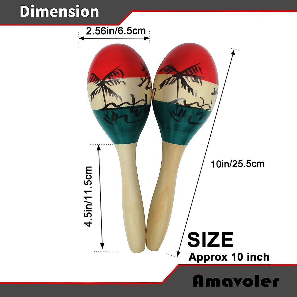 Amavoler MARACAS,Wood Rumba Shakers Rattle Hand Percussion of Sand of the Hammer Great Musical Instrument with Salsa Rhythm For Party Games Live Performances Concert Birthday Parties ktv(colorful)