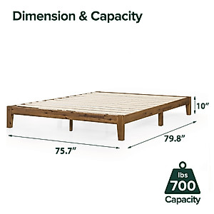 ZINUS Lucinda Wood Platform Bed Frame / No Box Spring Needed / Solid Wood Foundation with Wood Slat Support / Easy Assembly, King, 74.7"L x 38.2"W x 10"H