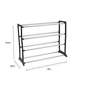 Simplify Stackable Shoe Rack | Holds 12 Pairs of Shoes | Maximize Closet & Bedroom Space | Good for Sneakers | Boots | Loafers | Heels | Slippers | Black