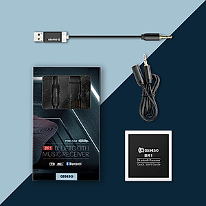 Asseso BR1 Bluetooth Car Receiver – Compact 3.5mm Aux Adapter for Wirelessly Streaming Music with Car/Home Sound Stereo – Bluetooth 4.2; No Charging; Connects Automatically