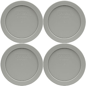 Pyrex Bundle - 4 Items: 7200-PC 2-Cup Jet Gray Plastic Food Storage Lids Made in the USA