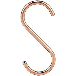 LiuliuBull Set of 6 Copper S Hooks for Hanging Pots and Pans,Made from Authentic Heavy Duty Soild Copper,Beautiful and Long Lasting