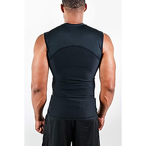 DEVOPS 3 Pack Men's Athletic Compression Mesh Sleeveless Shirts (2X-Large, Black/Black/Black)