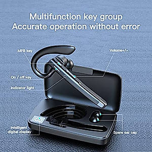 SZYCD Bluetooth Headset, Business Wireless Bluetooth Earpiece V4.1 Hands-Free Earphones with Stereo Noise Canceling Mic, Compatible iPhone Android Cell Phones Driving/Business/Office (Black)