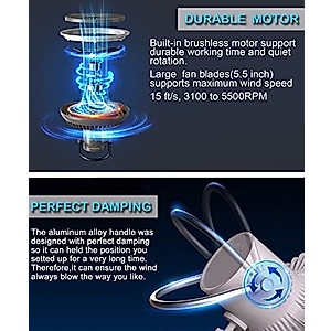 TYZU Camping Fan Personal Fan 10000 mAh Battery Operated, 8 In Portable Fan with LED Lantern, Power Bank, 3 Speeds, Desk Fan Outdoor Fan for Tent Camping Fishing Golf Cart Stroller