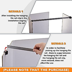 8 Pieces Hanging File Rail Clip File Divider Rail Clips 4 Pieces File Cabinet Rails for Hanging File Folder Frame for File Storage (Metal)