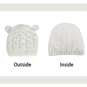 Fynnsure Baby Hat Glove Set Soft Newborn Mittens Baby Girl Boys Knitted Toddler Cap Infant Winter Beanie Mitten Sets White M