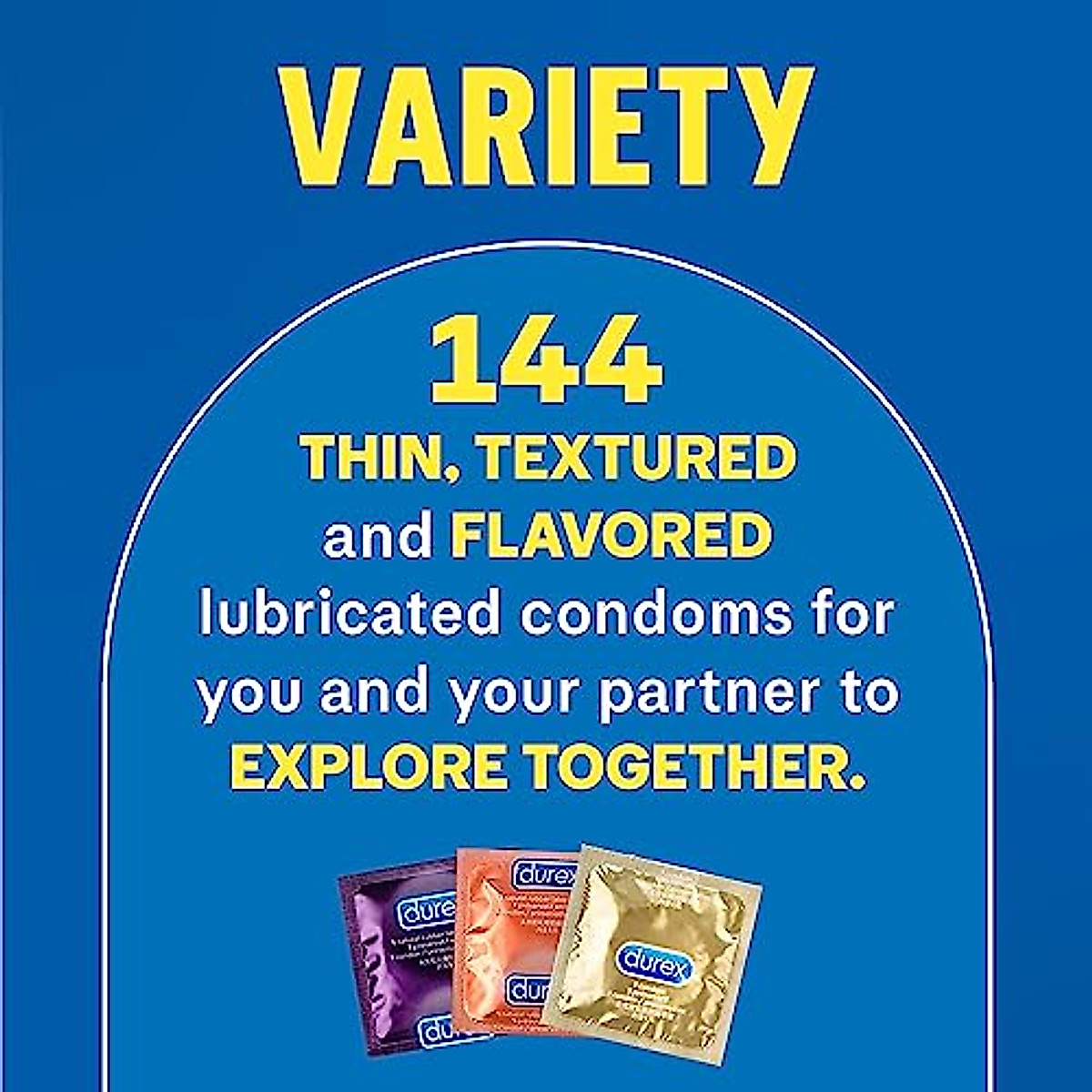 Durex Condom Fish Bowl Natural Rubber Latex Bulk Condoms, 144 Count, a Variety Pack Assortment of Ultra Fine & Lubricated Condoms for Men