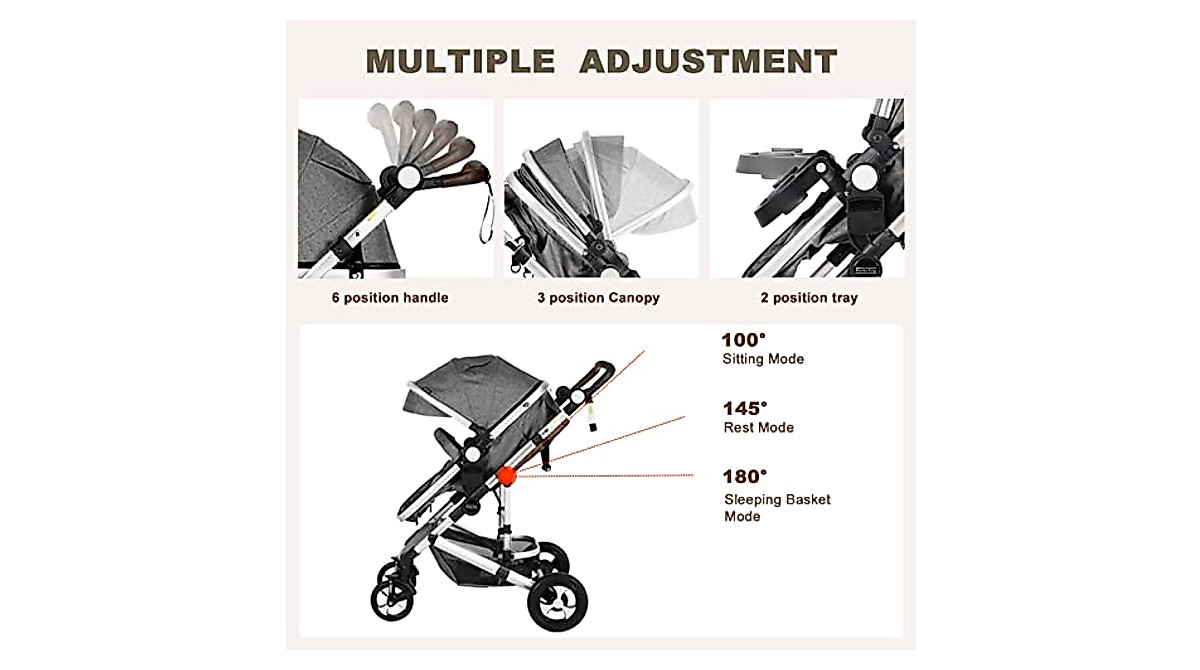 Kinder King 3-in-1 Stroller: Bassinet, Pram & Toddler Ready