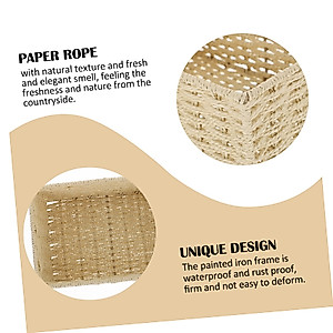 Ciieeo 2pcs Storage Box Toy Storage Basket Square Baskets for Storage Woven Laundry Basket Square Laundry Basket Clothes Bins Storage for Closet Toilet Key Small Basket Wicker Paper Rope