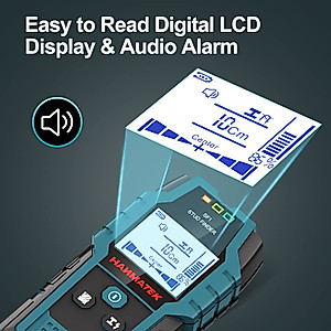 HANMATEK Stud Finder Wall Scanner Detector with Pro Smart Sensor, Audio Alarm and HD LCD Display, 5 in 1 Upgrade Wood Exact Mode Stud Finder Tool for The Center Edge of Metal, Studs, AC Wire,Pipe