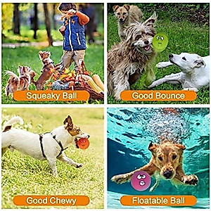 Coricorsu Squeaky Dog Toy Chewing Dog Toys Durable Teething Latex Rubber Soft Interactive Fetch Play Dog Balls with Funny Face for Puppy Small Medium Pet Dog (5PCS)