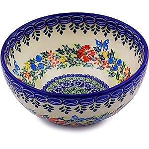 Polish Pottery Bowl 6-inch (Corn Flower Butterfly)