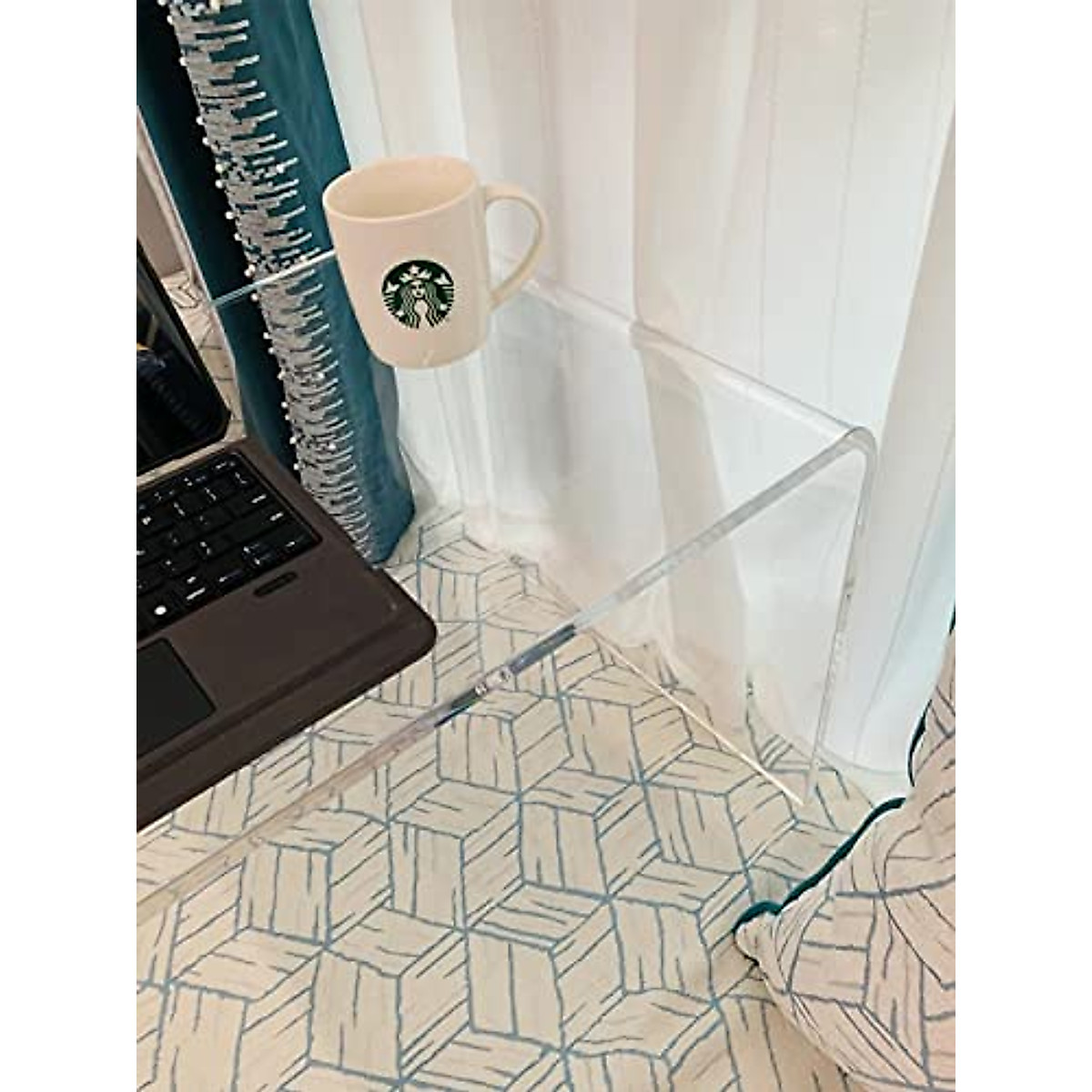 GETCK Acrylic Coffee Table. Modern Clear Side Table Bedroom Or Living Room Furniture, Waterfall Coffee Table, Fashion Sofa Table with Round Edges,24'' L x 14'' W x 12'' H