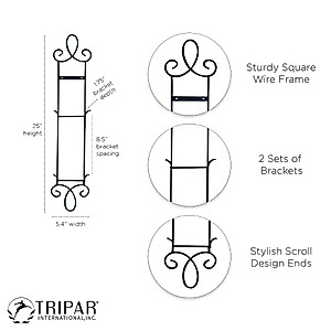 Tripar Augusta 2 Tier Vertical Black Plate Rack for Collectible Plates, Plaques, Dishes, & China