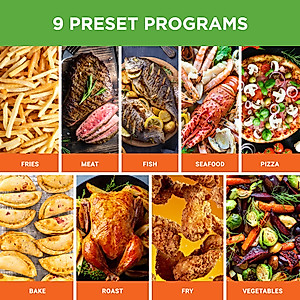 Nutrichef Double Basket Air Fryer 8.8 QT | Family Size Oil Free Airfryer with Transparent Window | 9-1 Preset Cooking Options | 360° Hot Air Circulation Technology | 4.4 QTs per Basket | Black